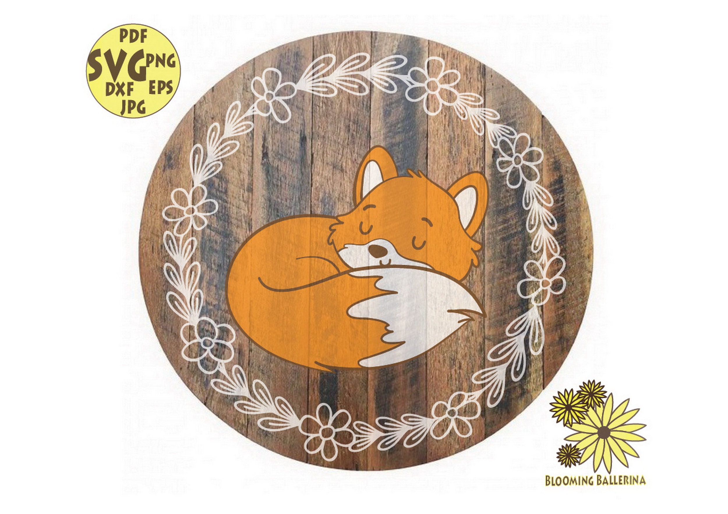 Blume Füchse Svg, Lorbeer Svg, Floral Fox Svg, süße Fuchs Svg, süße ...