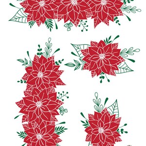Floral Svg, Poinsettia Svg, Flower Svg Bundle, Frame Svg, Winter Svg ...