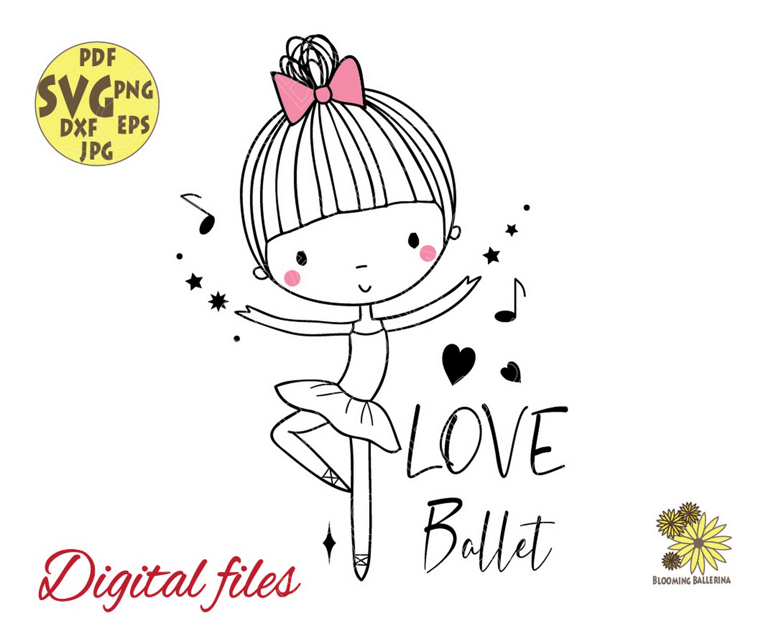 Love Ballet Svg, Little Girl Ballerina Dancing Svg File, Ballerina Svg ...