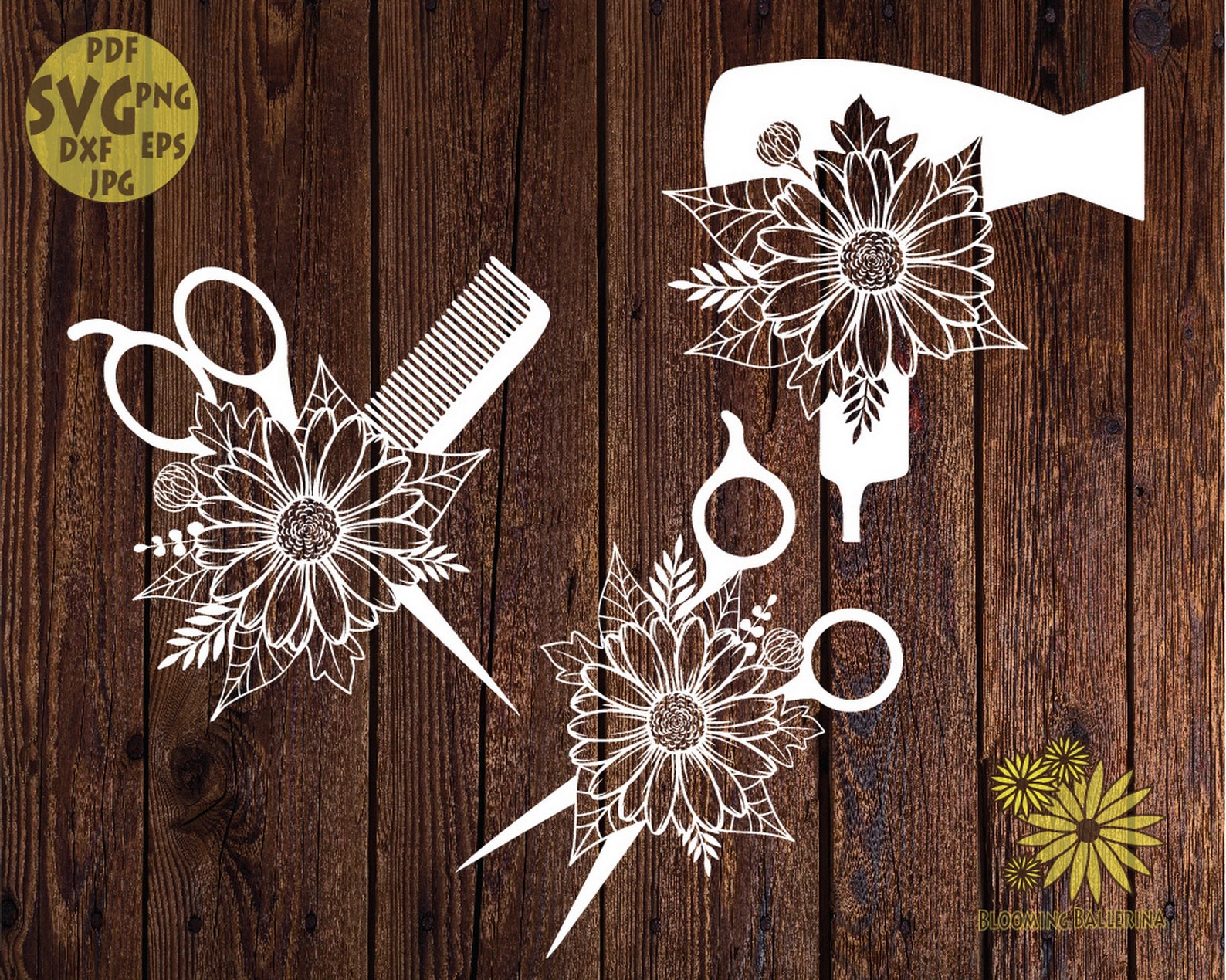 Hair Stylist Svg, Haircut Scissor Svg, Scissor Svg, Floral Svg, Daisy ...