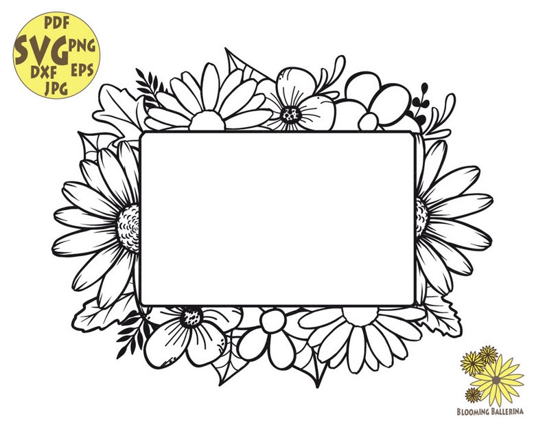 Floral Borders Svg, Floral Svg, Daisy Svg, Botanical Svg, Monogram ...
