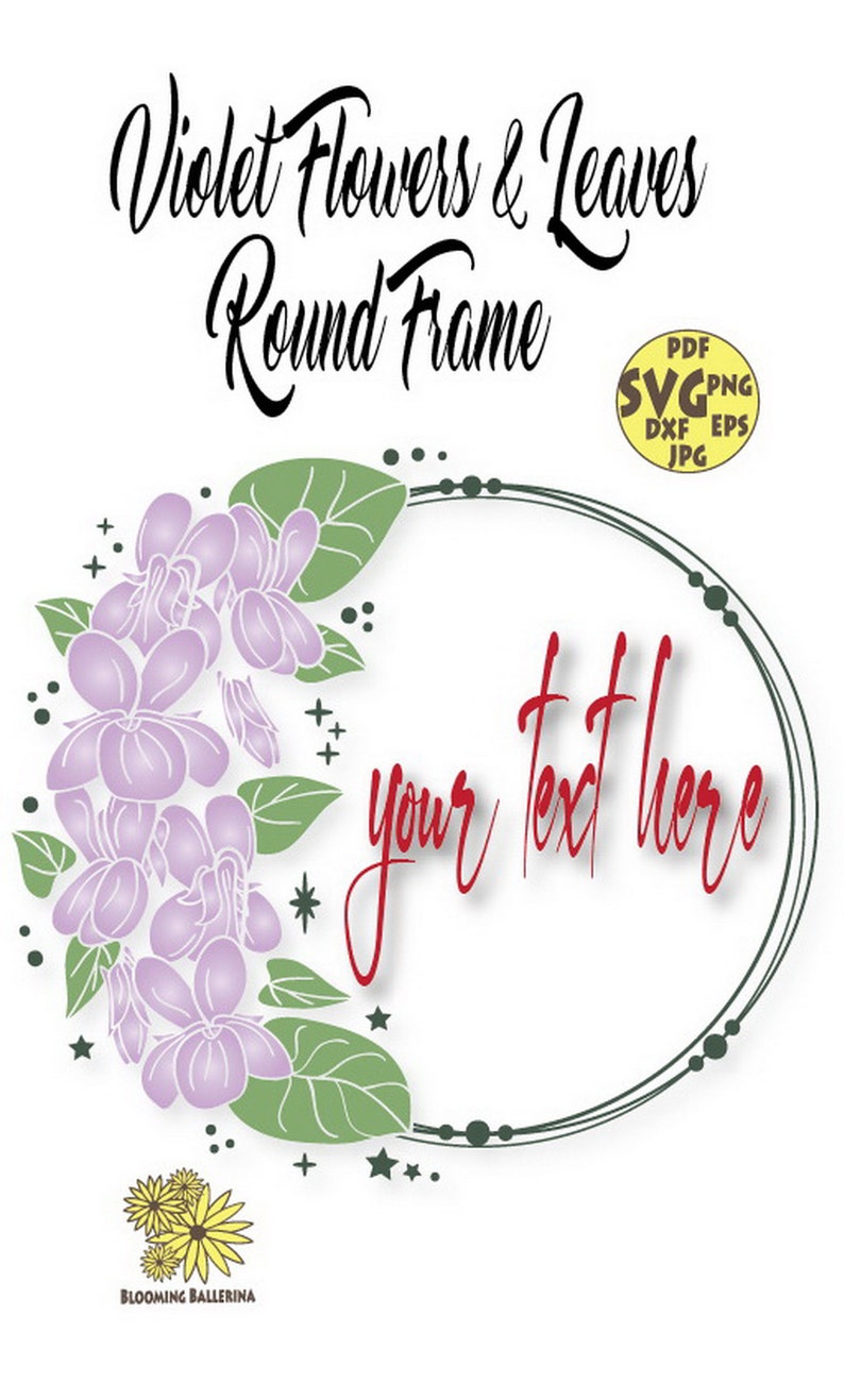 Violets Frame Digital Files, Viola Svg, Flower Wreath Svg, Floral Frame ...