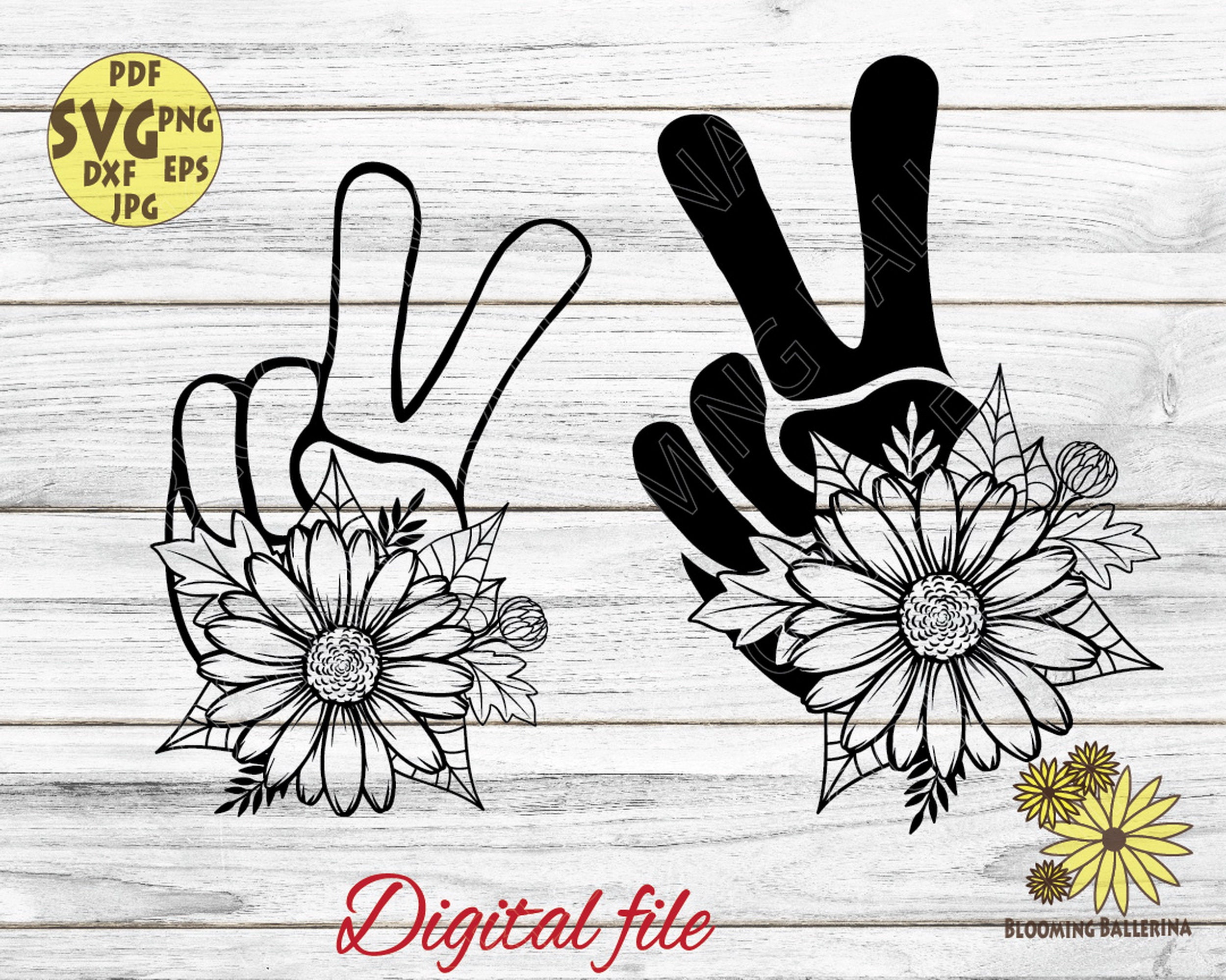 Floral Peace Sign Svg Hippie Svg Peace Sign Svg Daisy - Etsy