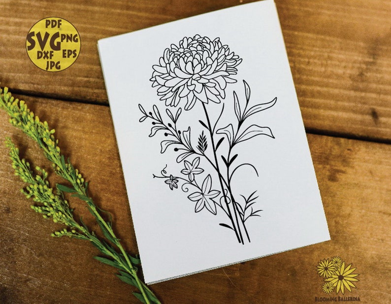 Chrysanthemum Svg November Birth Flower Svg Floral Zodiac - Etsy