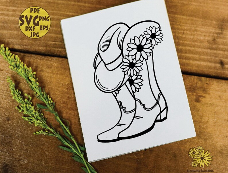 Flower Cowboy Hat and Cowboy Boots Svg Files Cowboy Bundle - Etsy