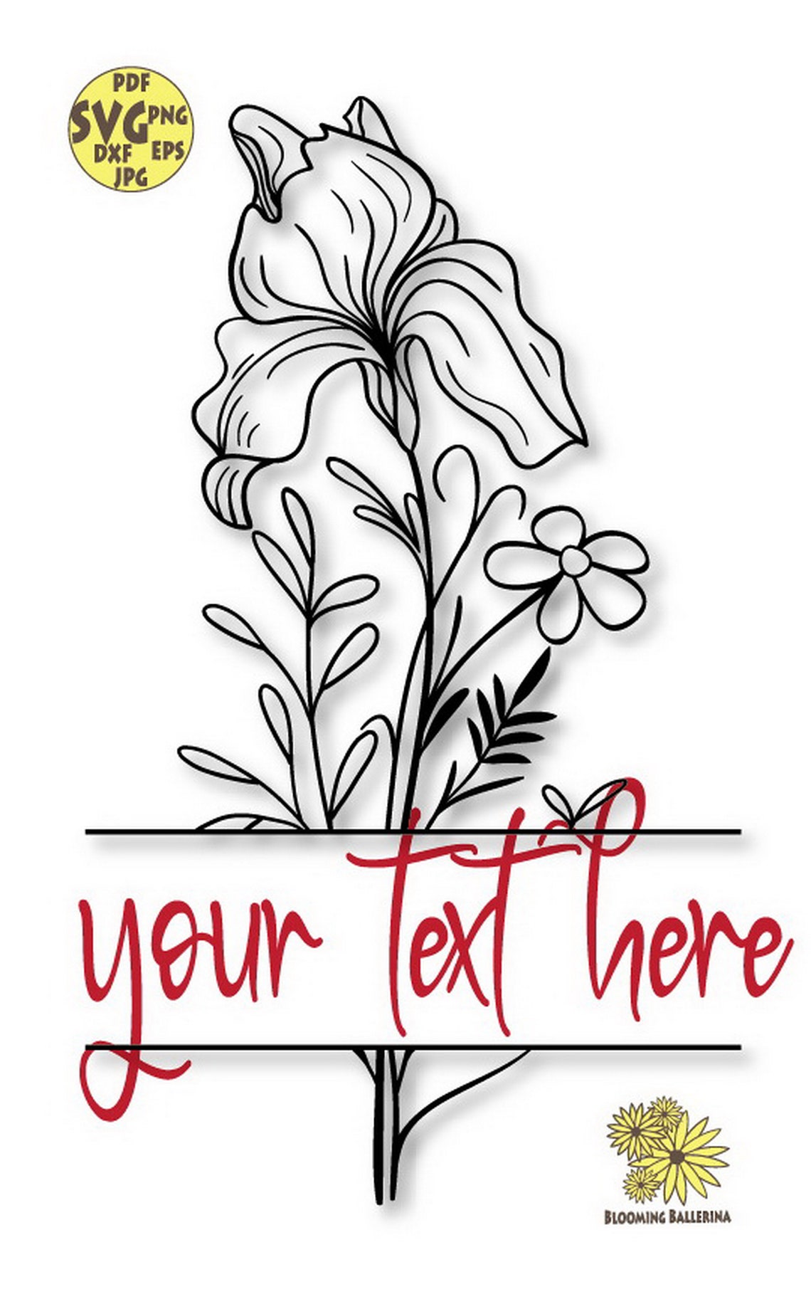Monogram Iris Flower Bouquet Svg February Birth Flower Svg - Etsy