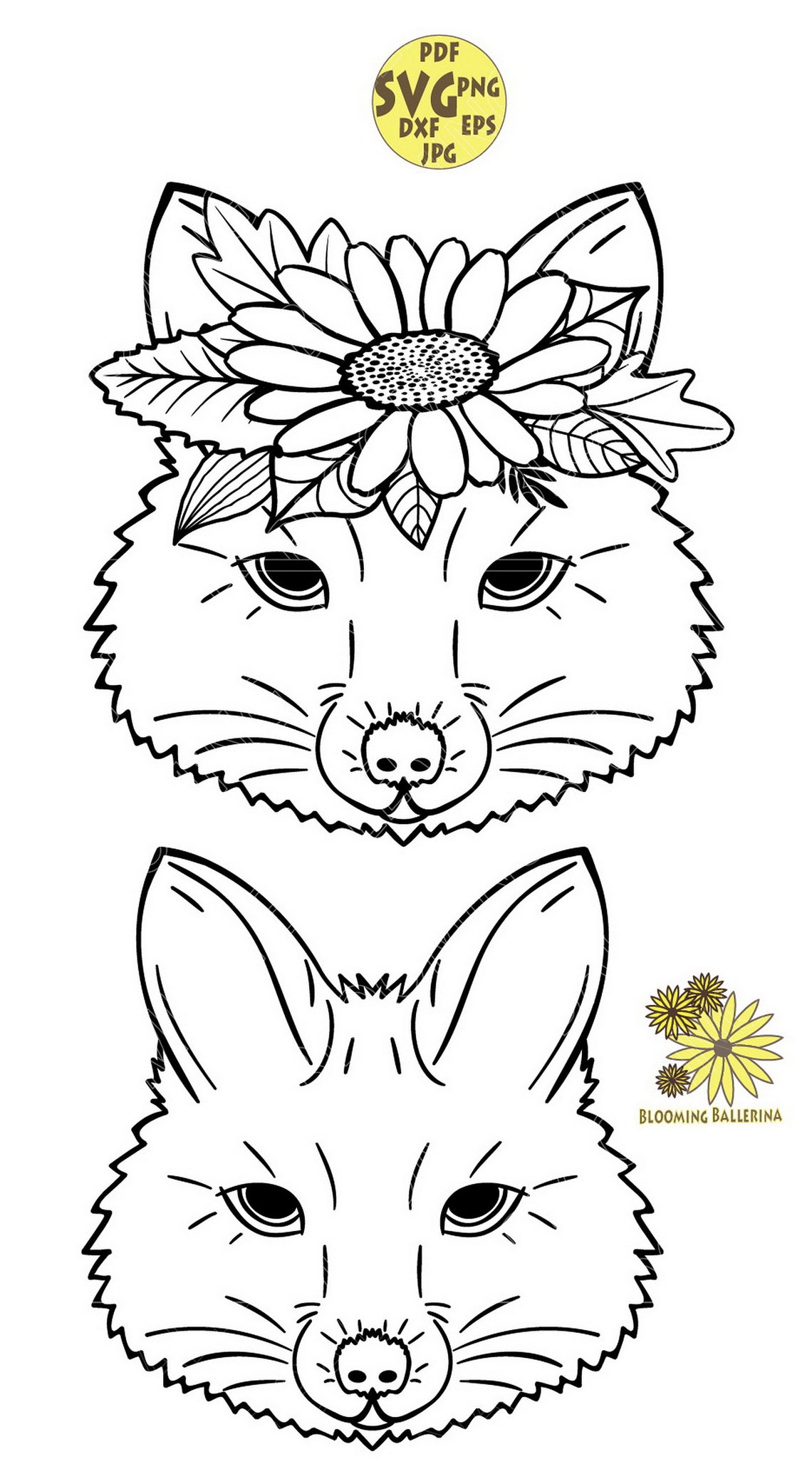 Fox Svg 2 Foxes Svg Flower Fox Svg Woodland Animal Svg - Etsy
