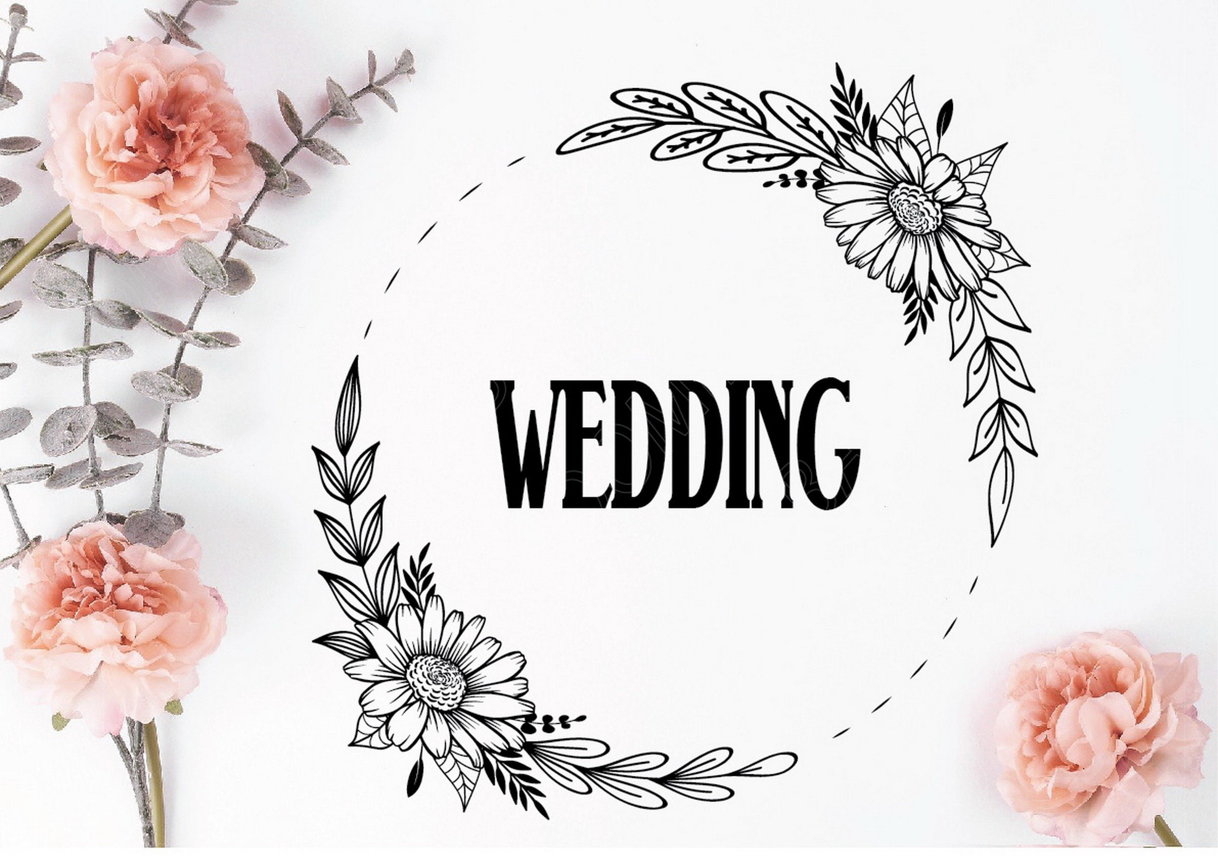 Round Botanical Frame With Daisy and Leaves Svg File Floral - Etsy