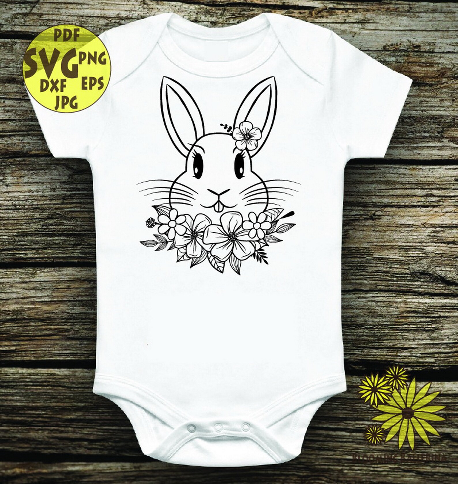 Flower Bunnies Svg Bunny Vector Floral Rabbit Svg Spring - Etsy