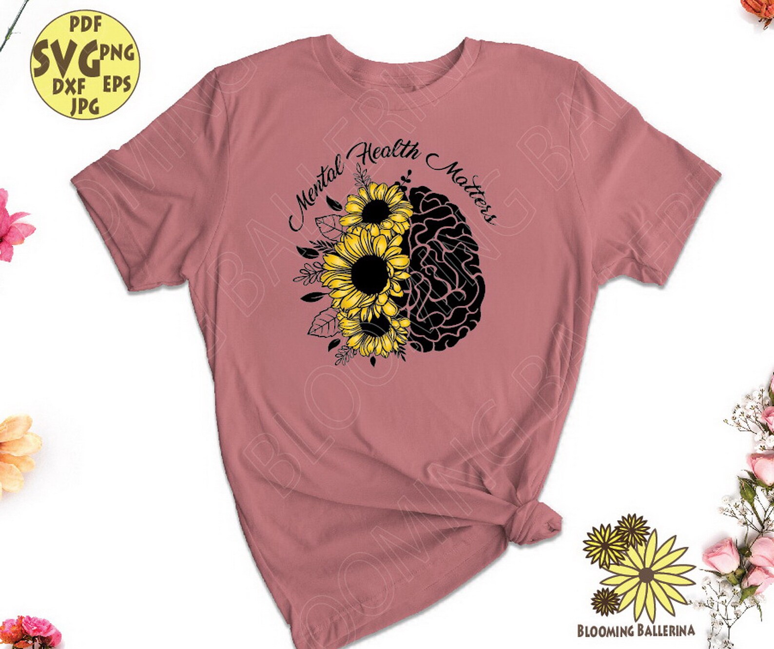 Flower Mental Health Matters Bundle With Human Brain - Etsy