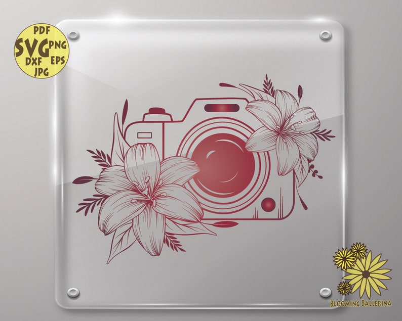 Flower Camera With Lilies and Leaves Svg File, Floral Camera Svg ...