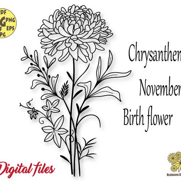 November Birth Flower Svg - Etsy