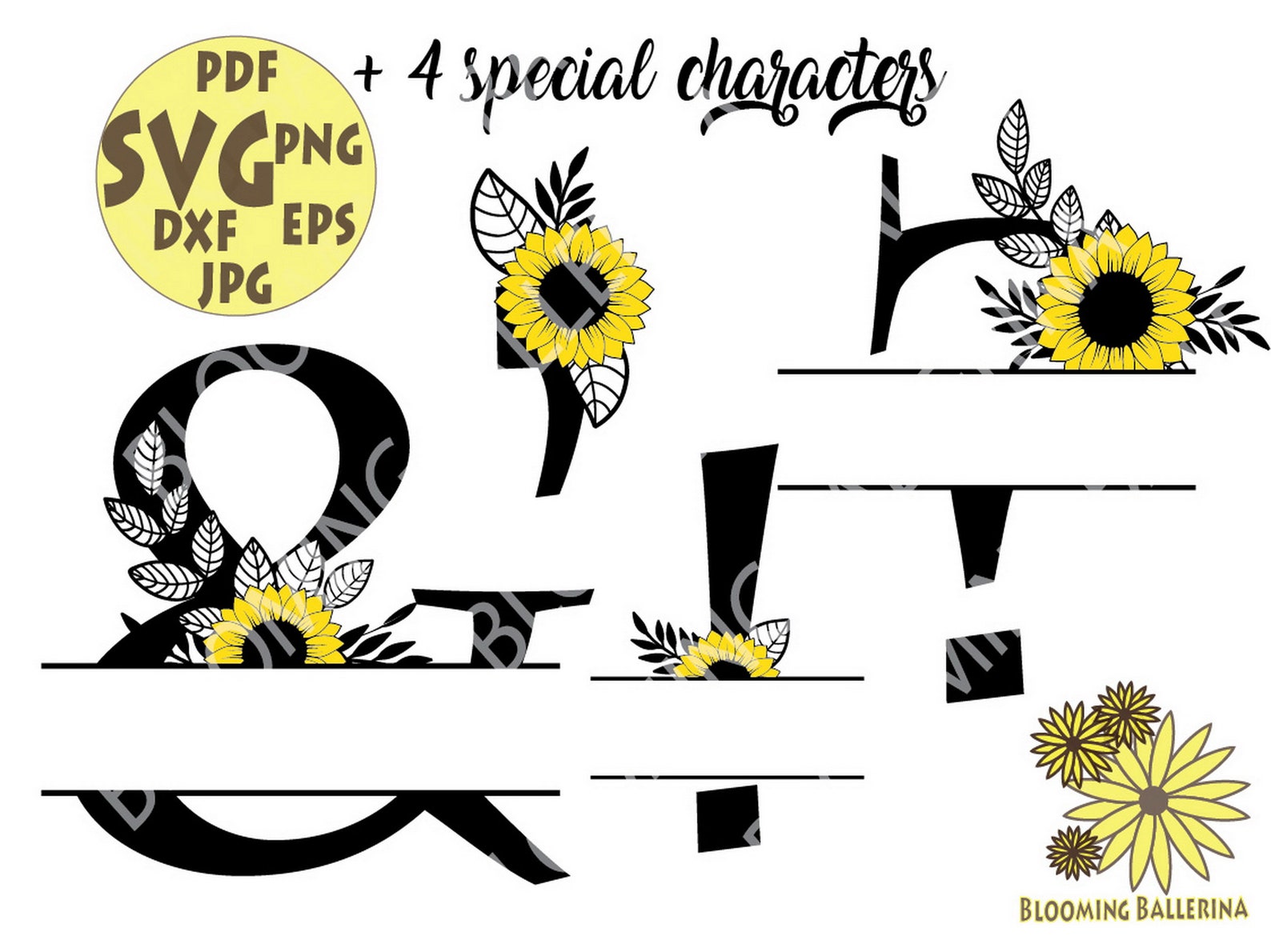 30 Sunflower Monogram Letters SVG Floral Alphabet Svg Flower - Etsy