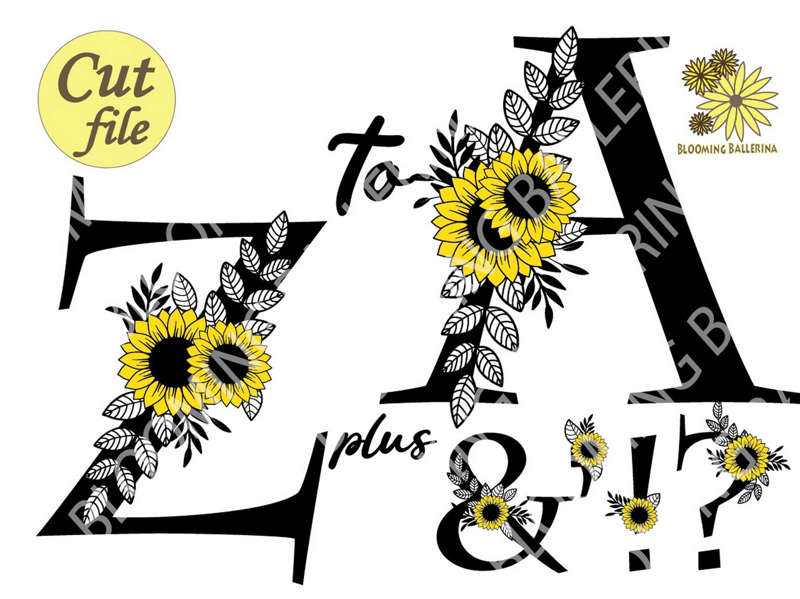 30 Sunflower Monogram Letters SVG Floral Alphabet Svg Flower - Etsy