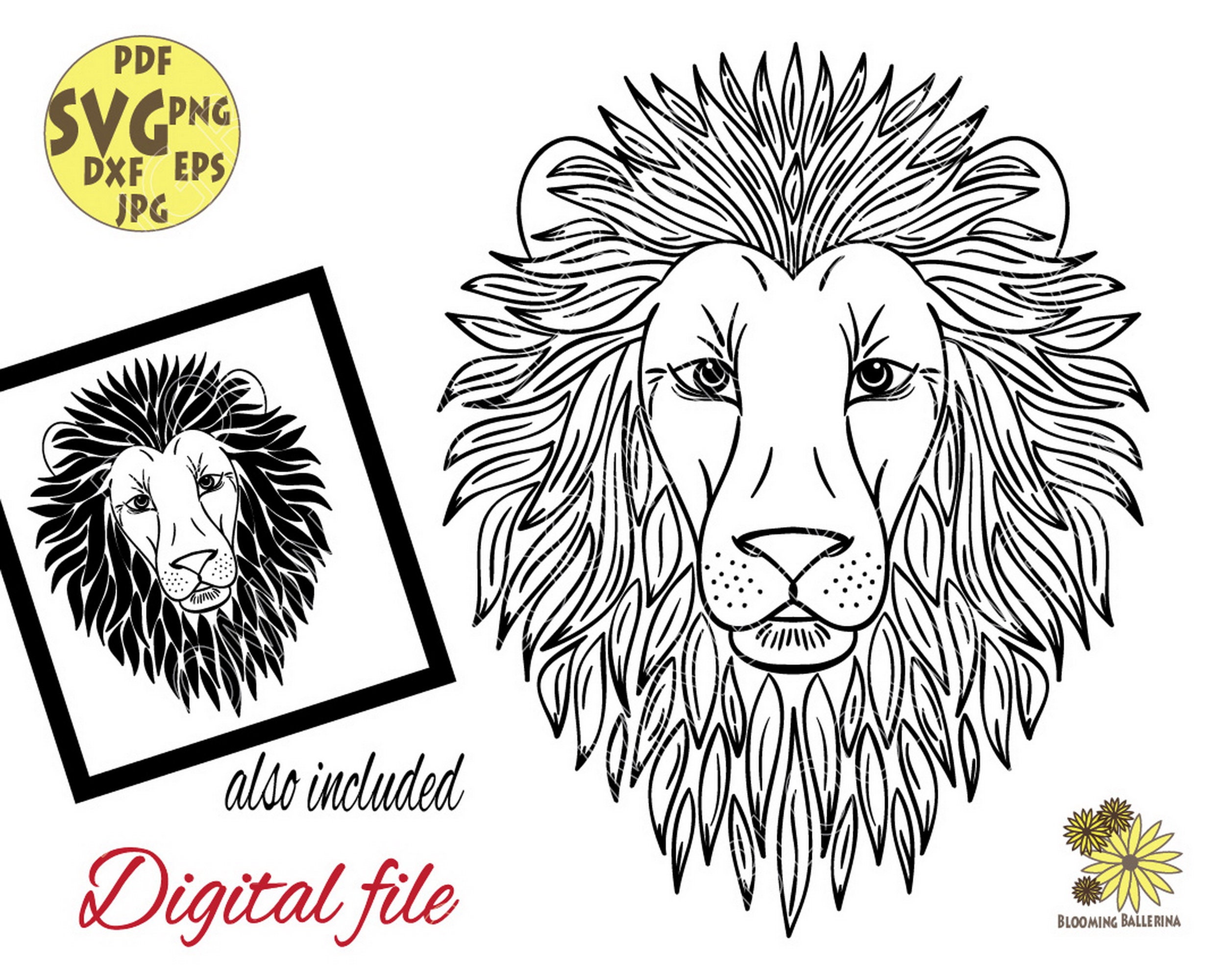 Lion Svg Lions Svg Bundle Digital Animal Face King Lion | Etsy