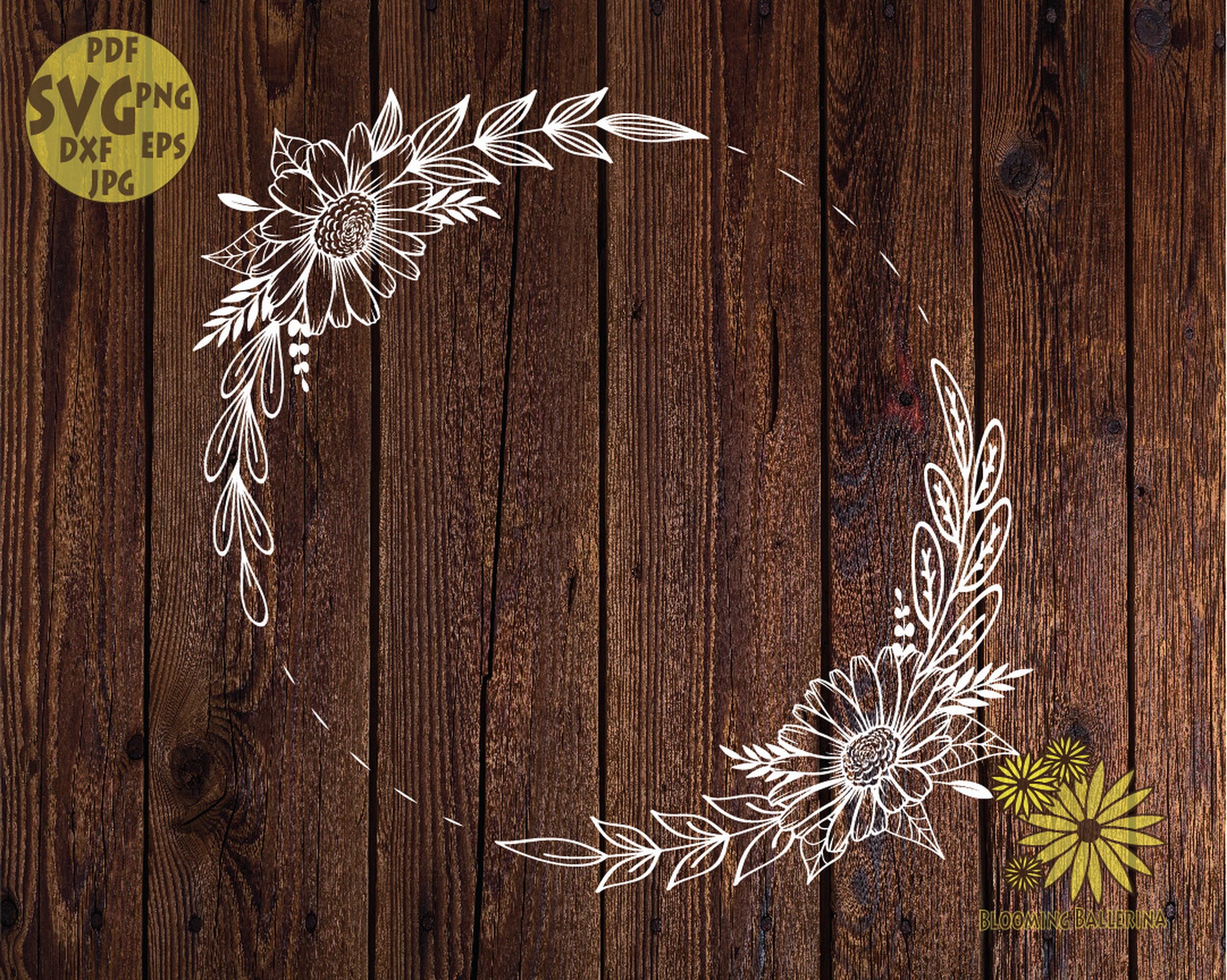 Round Botanical Frame With Daisy and Leaves Svg File Floral - Etsy