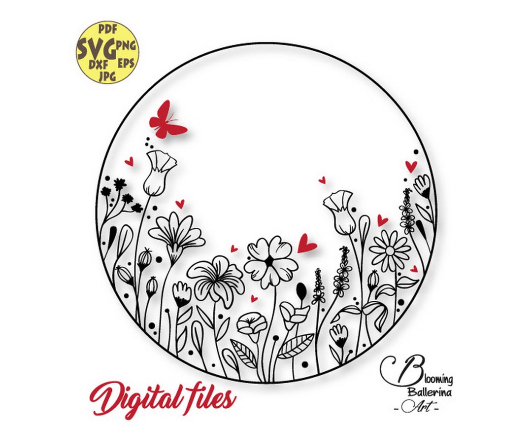 Wildflower Svg File, Botanical Svg, Wildflower Meadow Svg, Flower ...