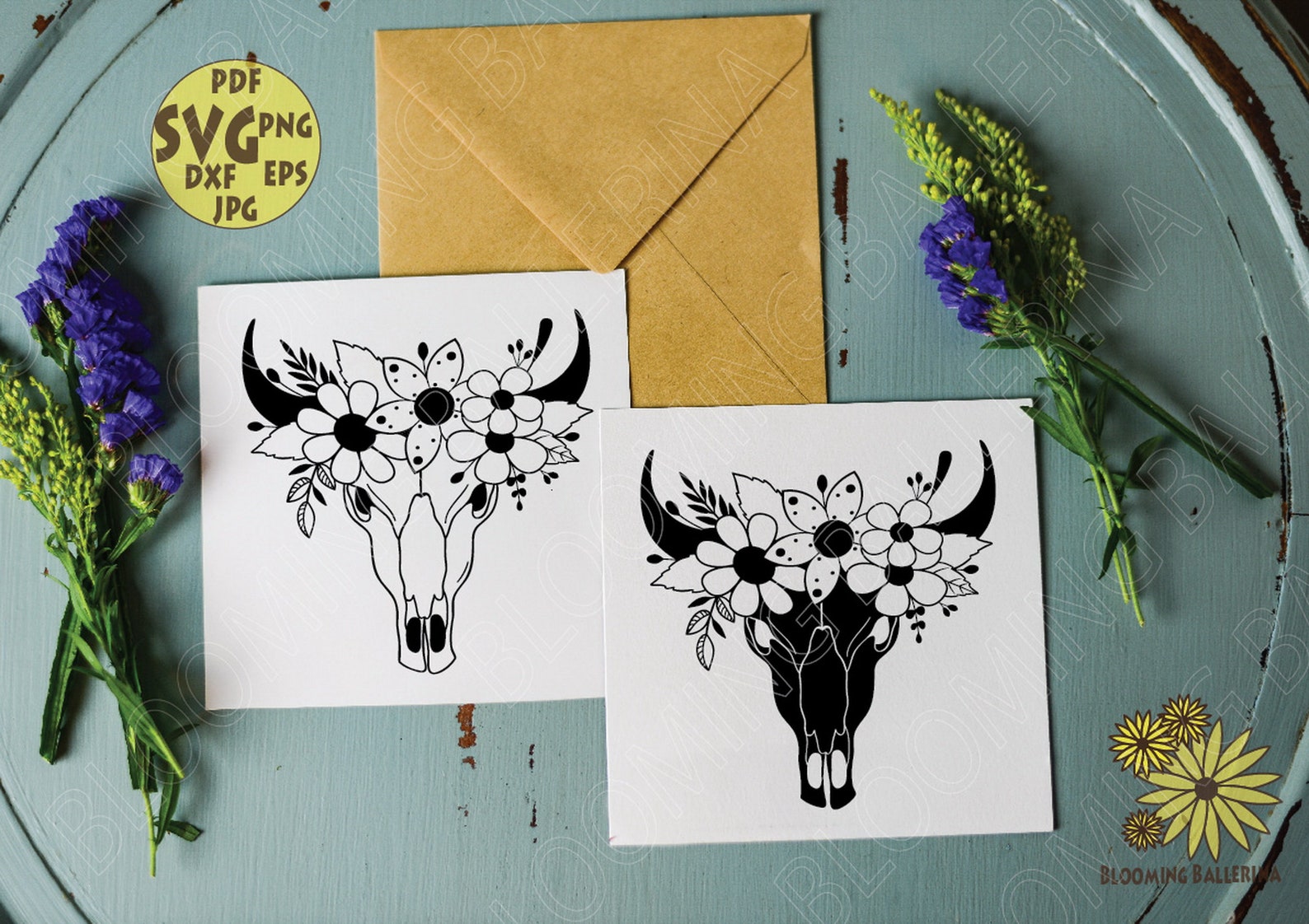 Flower Cow Skull Svg File Cow Skull Boho Svg Skull Svg - Etsy
