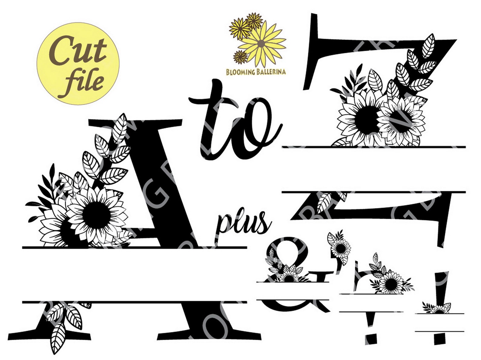 30 Sunflower Monogram Letters SVG Floral Alphabet Svg Flower - Etsy