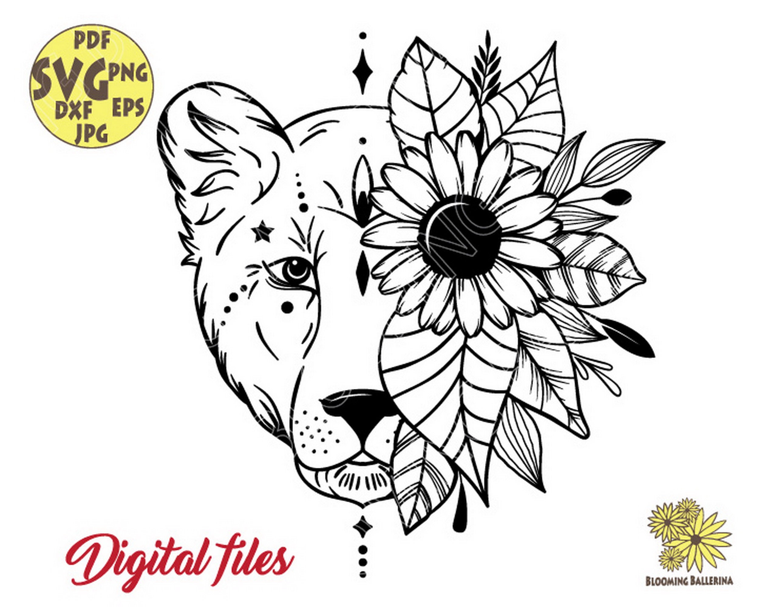 Flower Lioness Svg File Lioness Head Svg Lion Svg Lion Head | Etsy