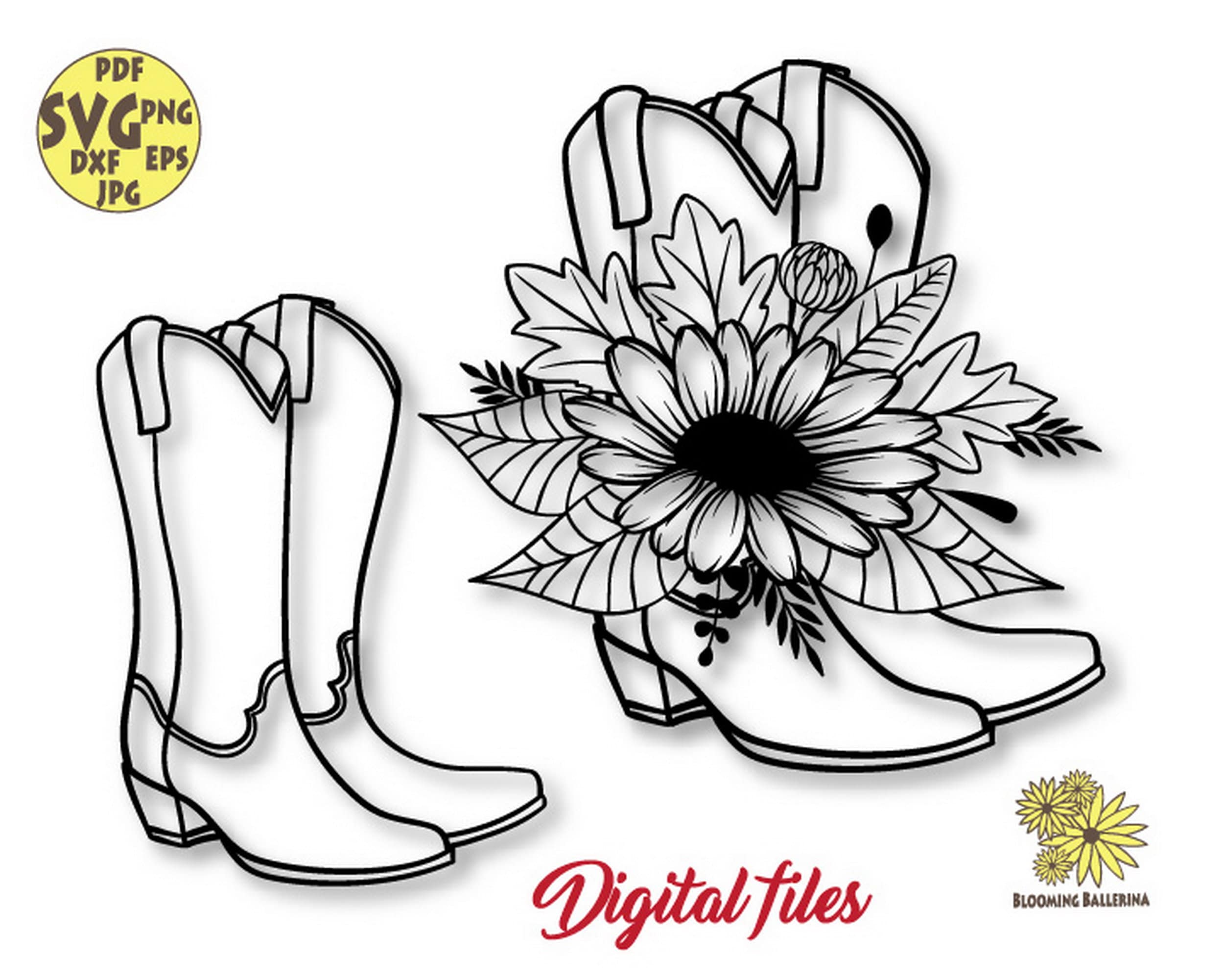 Cowboy Boots Svg File Cowboy Boots With Flowers Svg File Etsy/spring ...