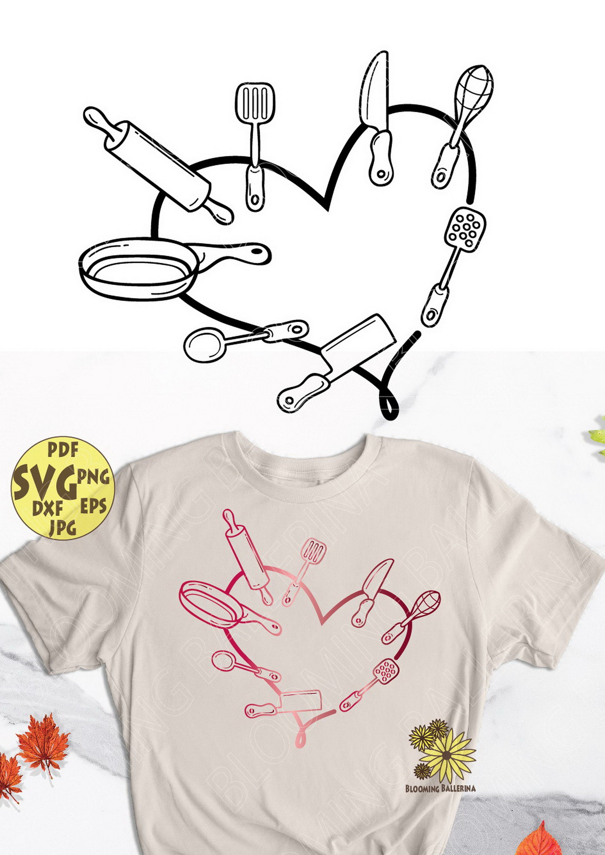 Kitchen Utensils With Heart Svg File Farmhouse Sign Svg Chef - Etsy