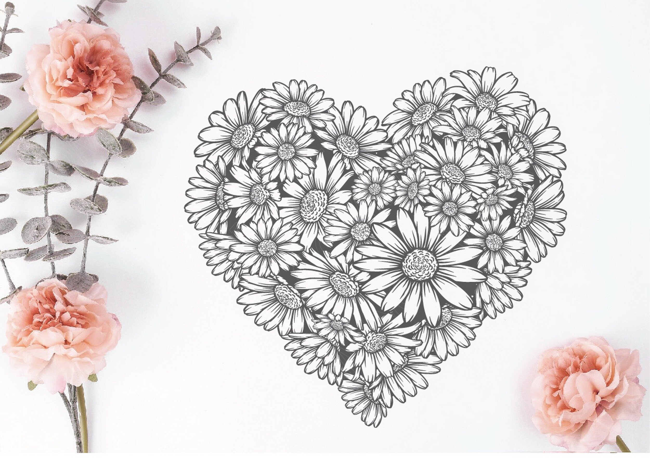 Floral Svg Daisy Svg Heart Svg Daisies Svg Spring Svg - Etsy