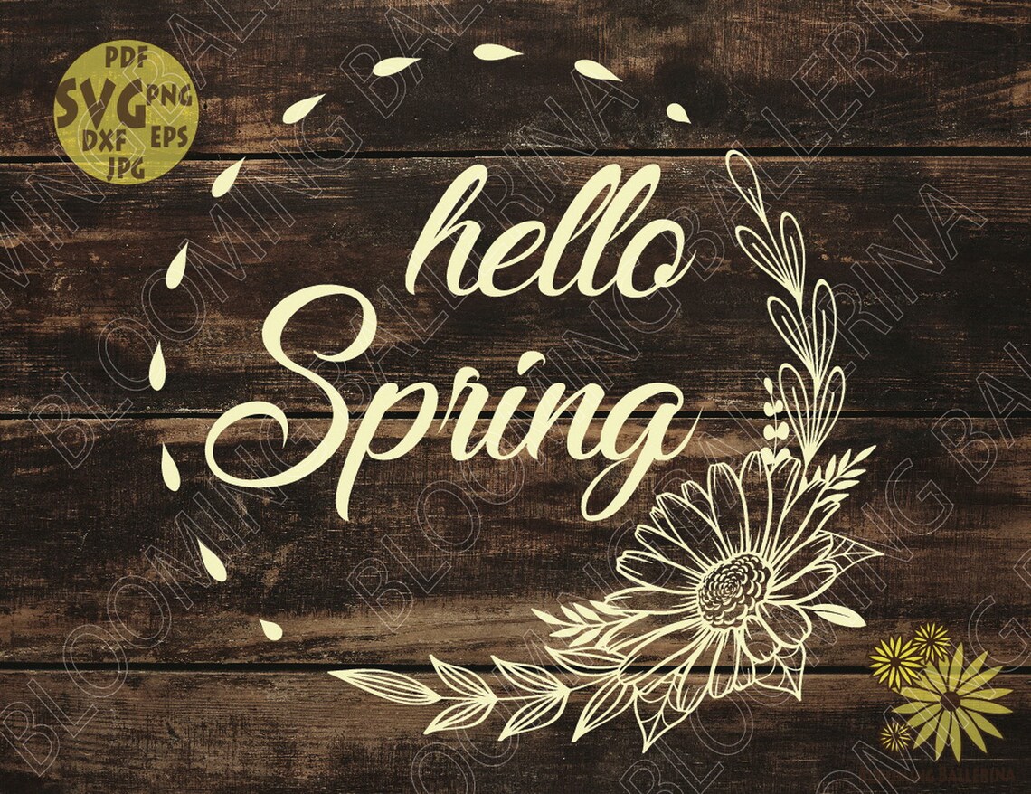 Hello Spring Svg Farmhouse Sign Svg Round Frame Svg Daisy - Etsy