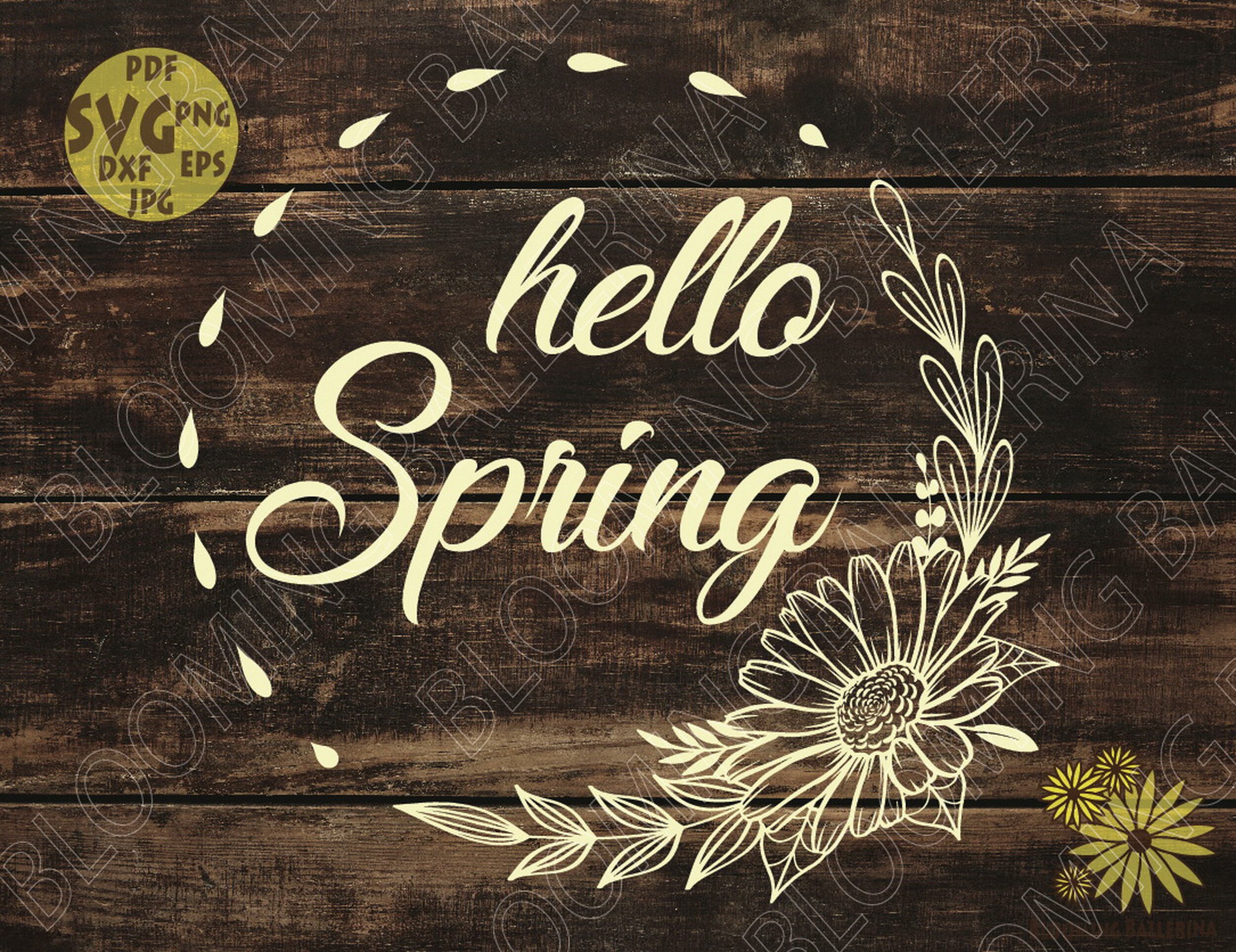 Hello Spring Svg Farmhouse Sign Svg Round Frame Svg Daisy - Etsy
