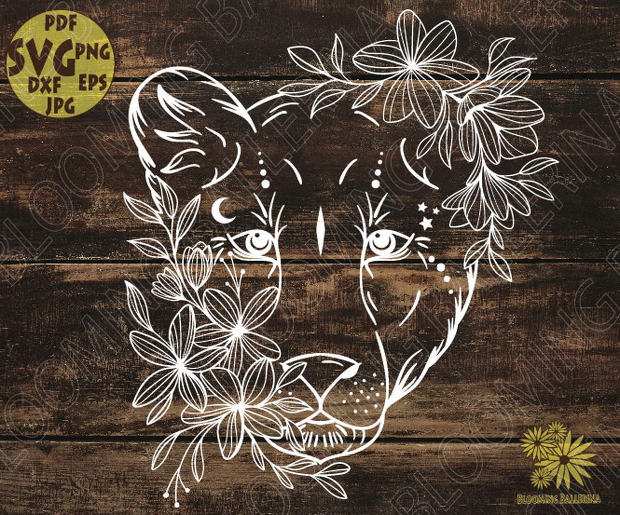 Flower Lioness Svg File Lioness Flower Crown Svglioness Head | Etsy