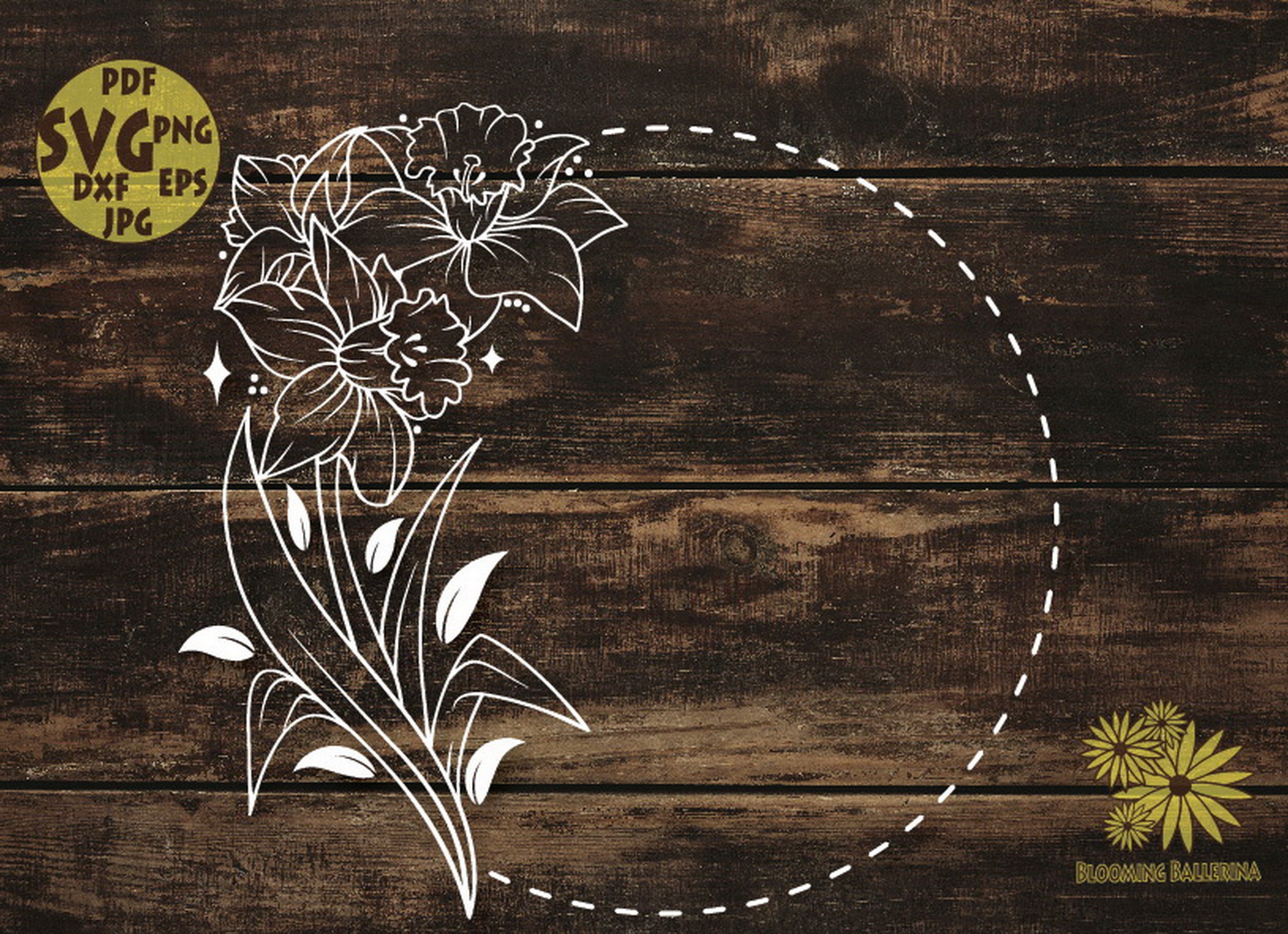 Daffodils Circle Frame Svg File, Flower Circle Frame Svg, Flower ...