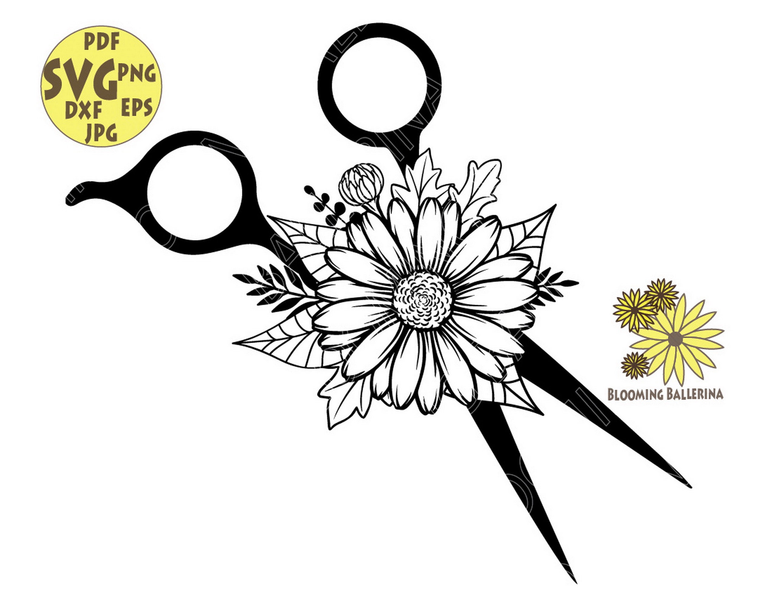 Haircut Scissor Svg, Scissor Svg, Floral Svg, Daisy Svg, Beauty Svg ...
