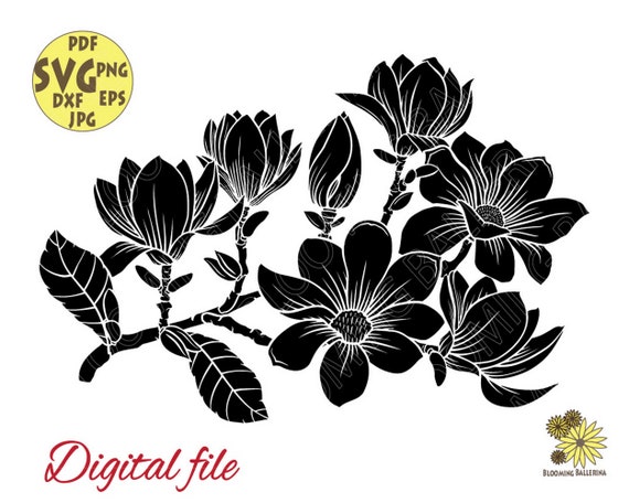 Magnolia Flowermagnolia Svg Magnolia Branch Svg Floral Svg | Etsy