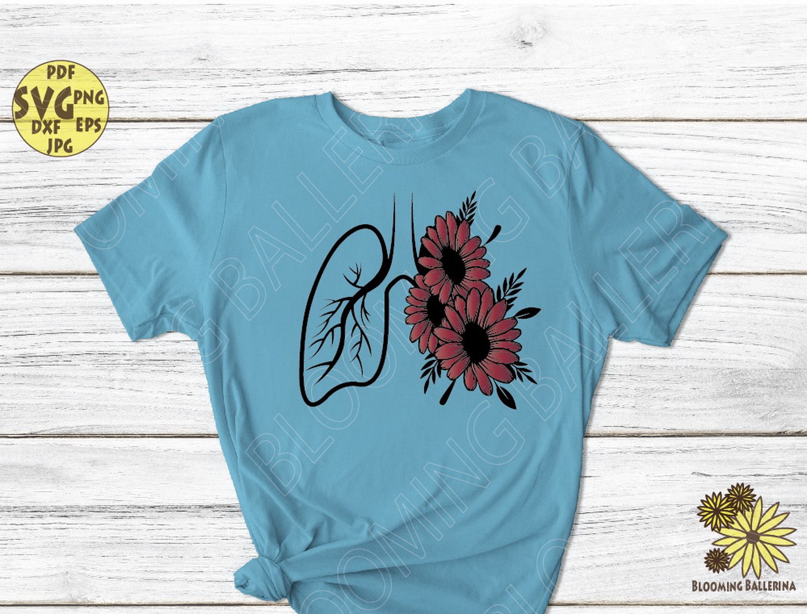 Floral Human Lungs With Daisies and Leaves Svg File, Daisy Svg, Just ...