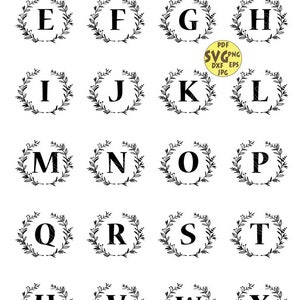 Laurel Alphabet Svg, A to Z Alphabet Laurel Leaf With Initial Monogram ...