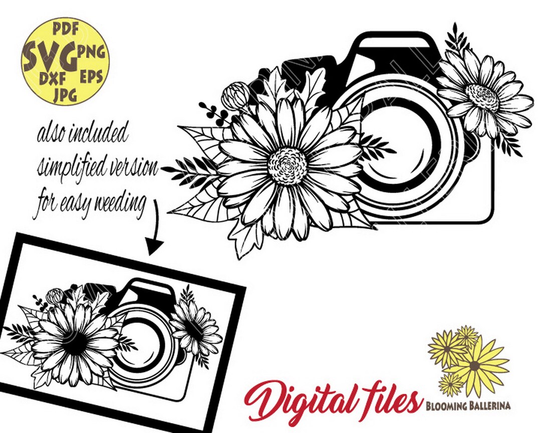 Photography Svg, Camera Svg, Floral Svg, Daisy Svg, Botanical Svg, Leaf ...