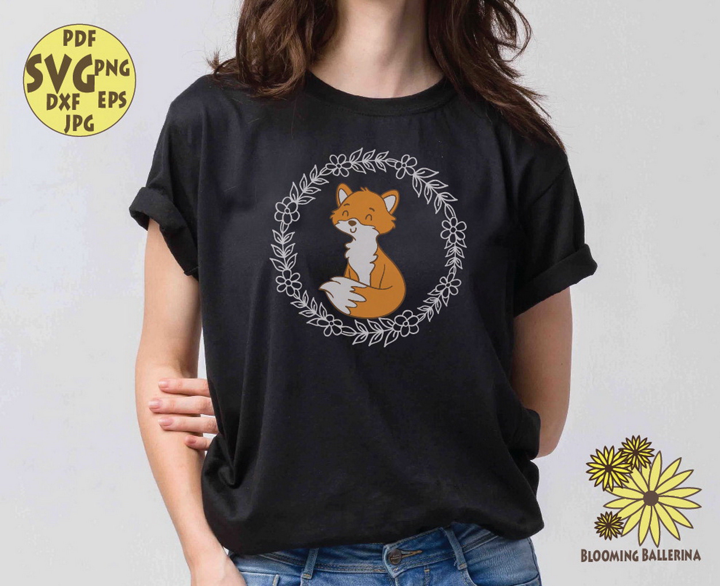 Blume Füchse Svg, Lorbeer Svg, Floral Fox Svg, süße Fuchs Svg, süße ...