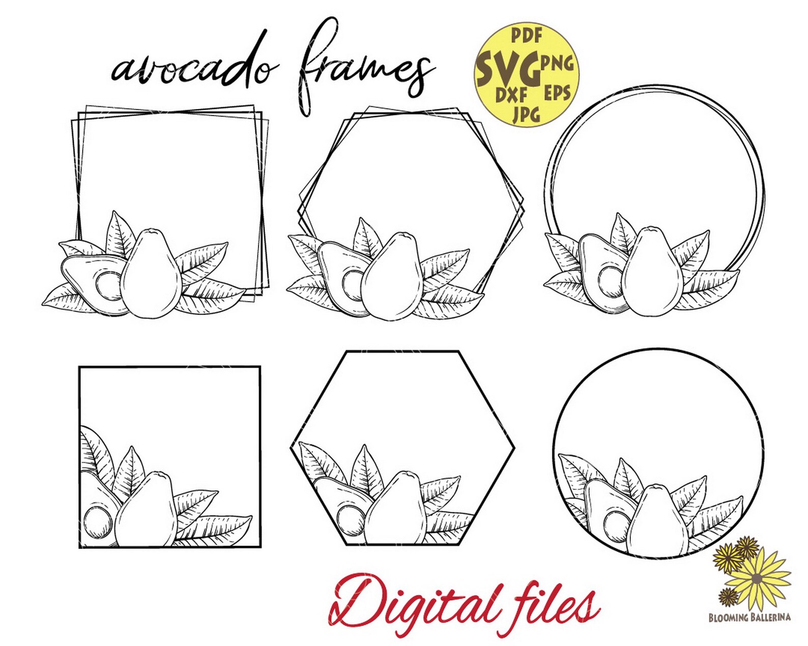 Avocado Frames Svg Bundle Avocados Svg Kitchen Frame Svg | Etsy