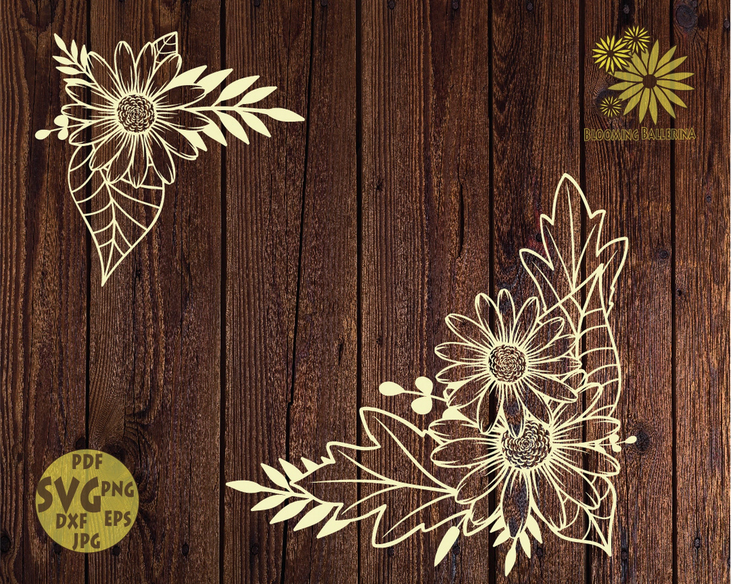 Floral Border Svg Floral Corners Svg Daisies Svg Frame Svg | Etsy Canada