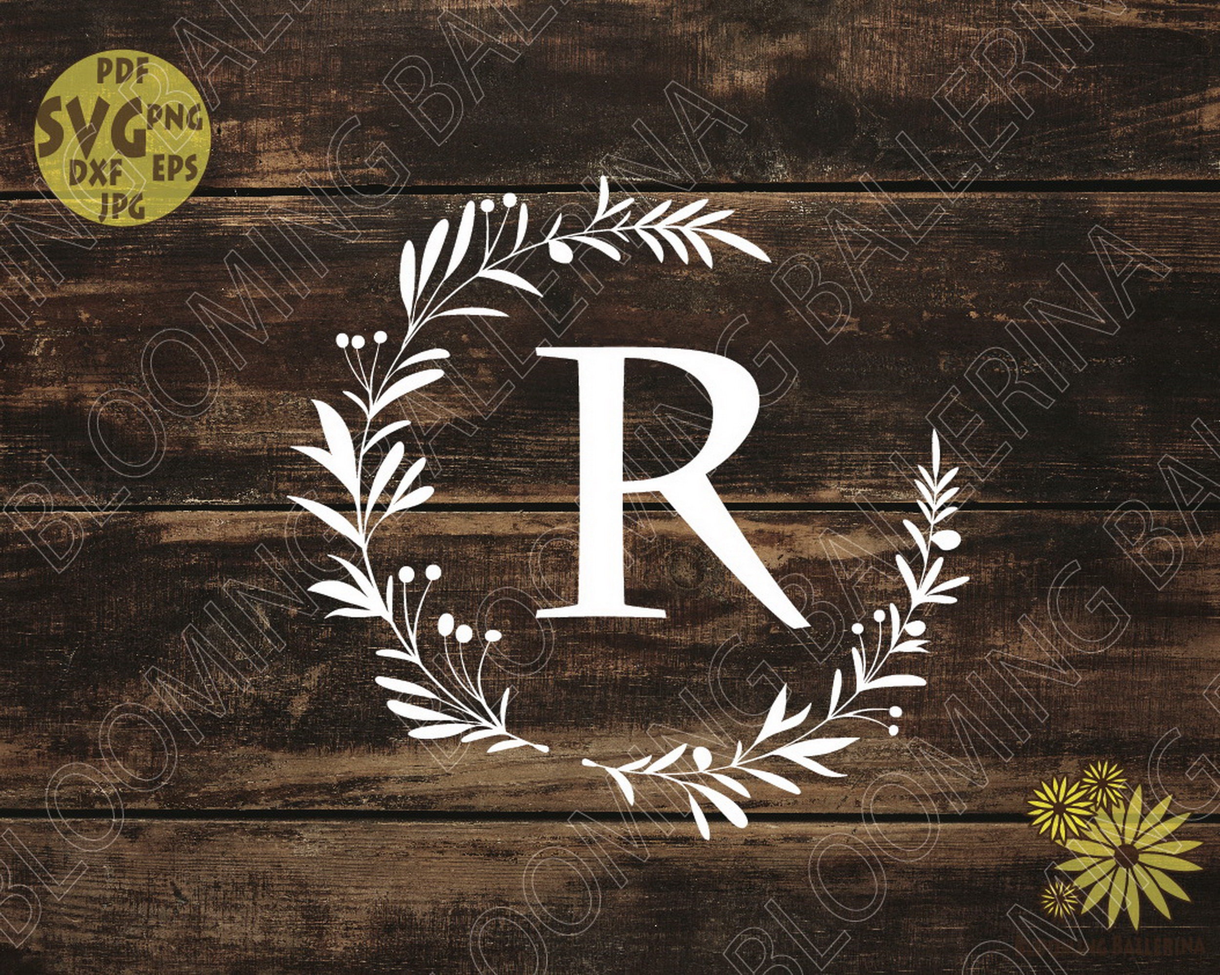 A to Z Alphabet Laurel Leaf With Initial Monogram Letter Svg - Etsy