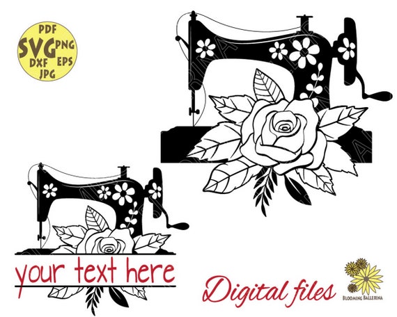 Floral Sewing Machine Monogram With Roses and Leaves Svg File - Etsy UK