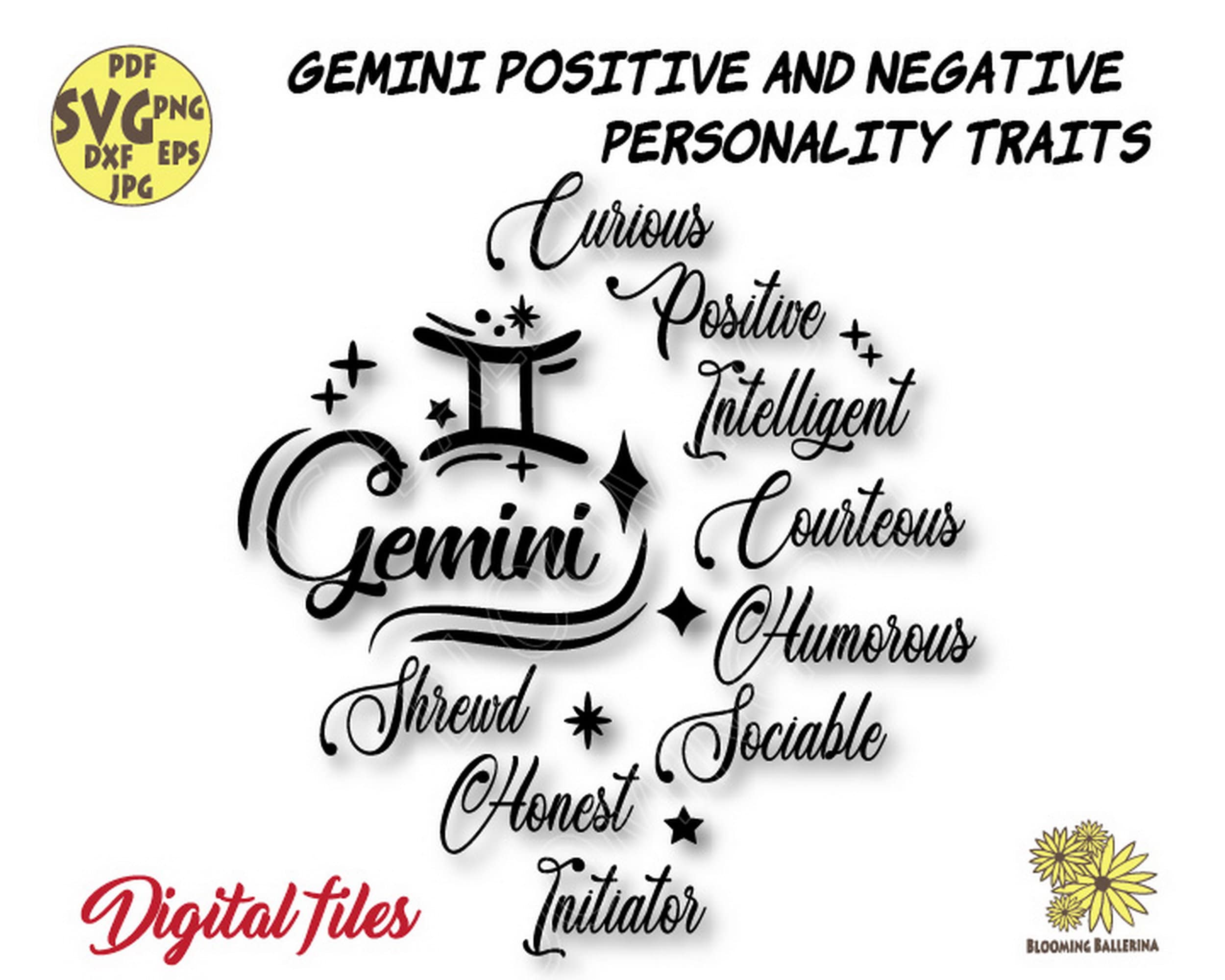 Gemini Svg Gemini Positive and Negative Personality Traits - Etsy