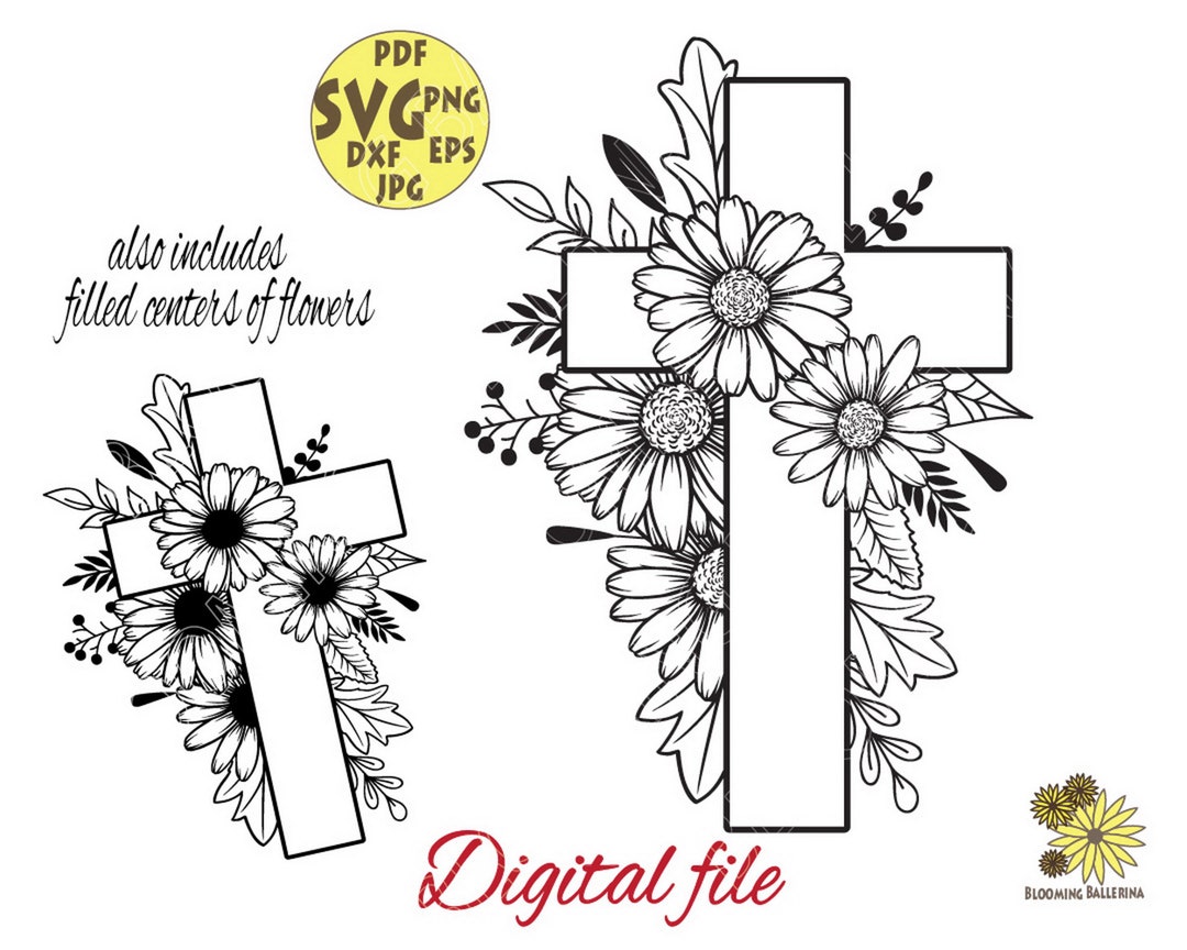 Floral Cross Svg, Christian Svg, Floral Svg, Daisy Svg, Religious Svg ...