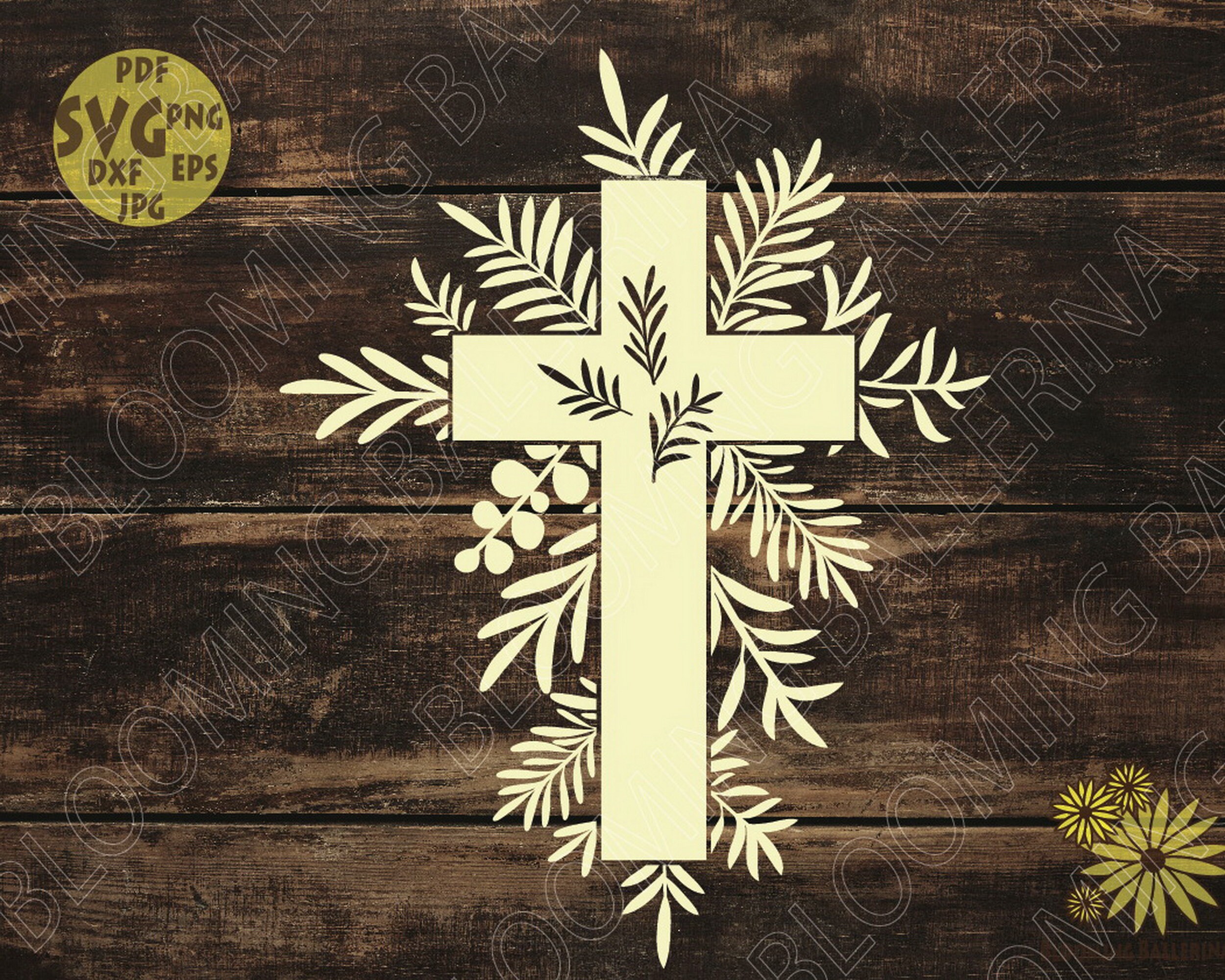 Cross Leaves SVG Leaf Cross SVG File Cross Laurelreligious | Etsy