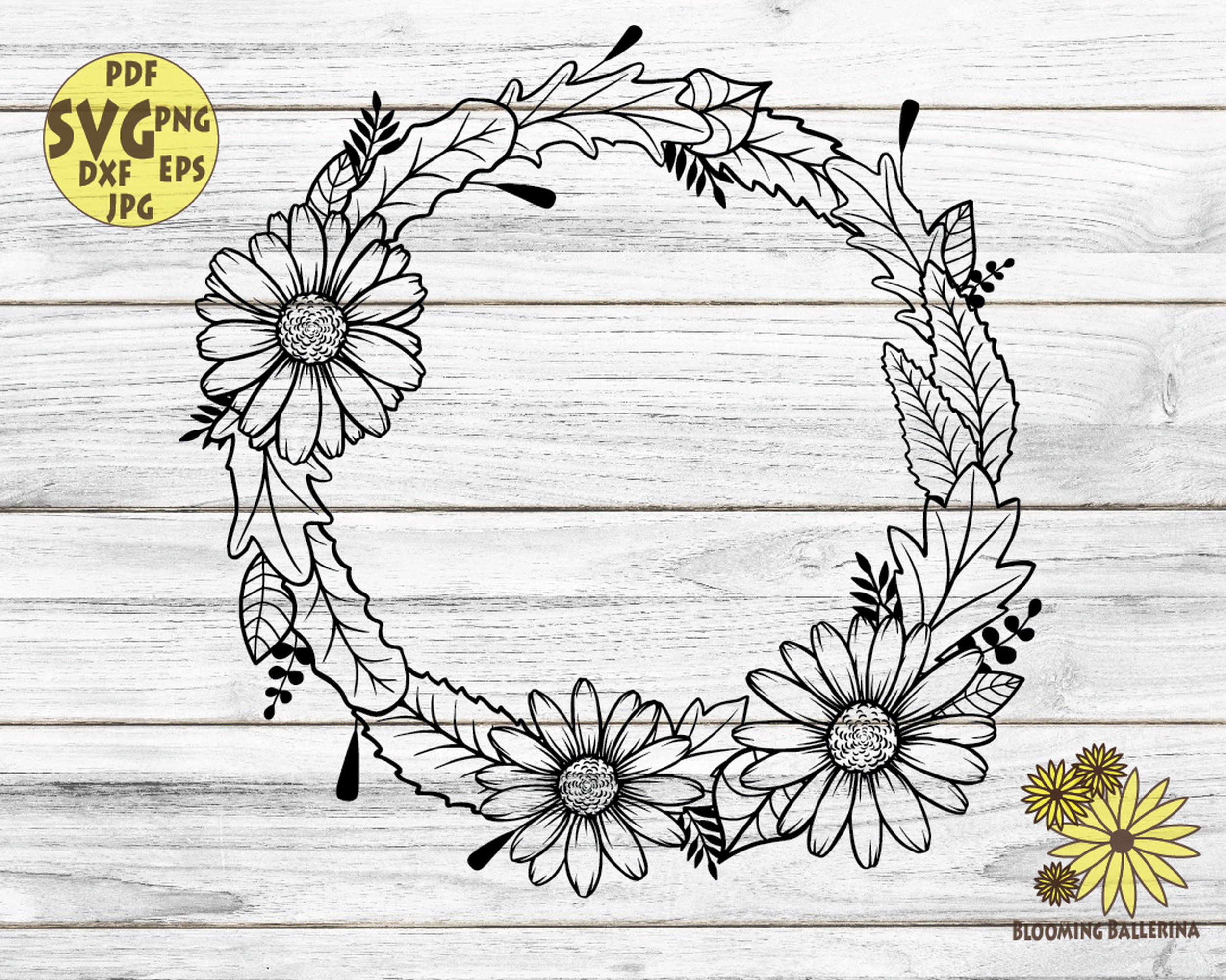 Floral Borders Svg Round Frame Svg Floral Svg Daisy Svg - Etsy