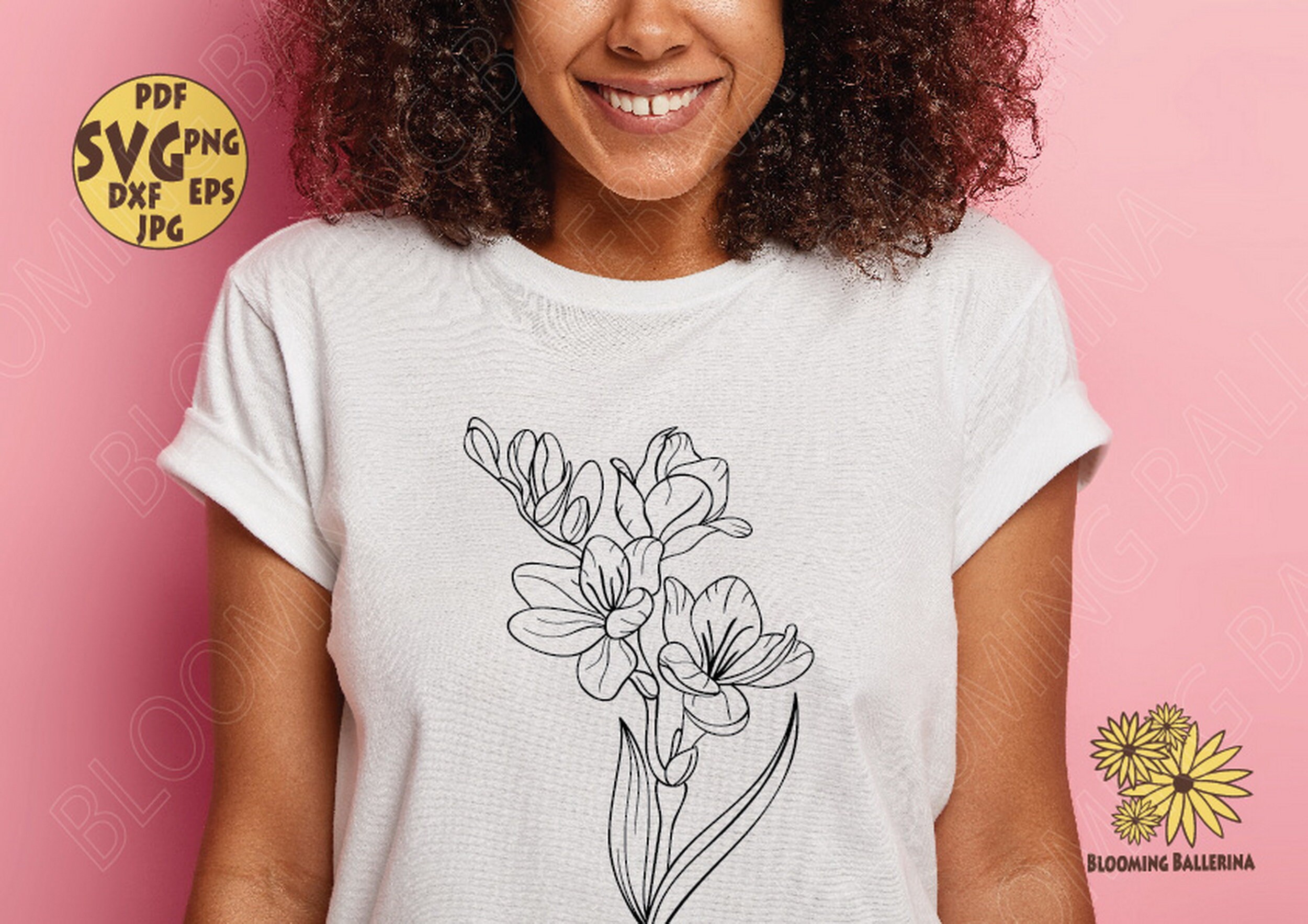 Hand Drawn Freesia Svg Wedding Flower Digital File Freesia - Etsy