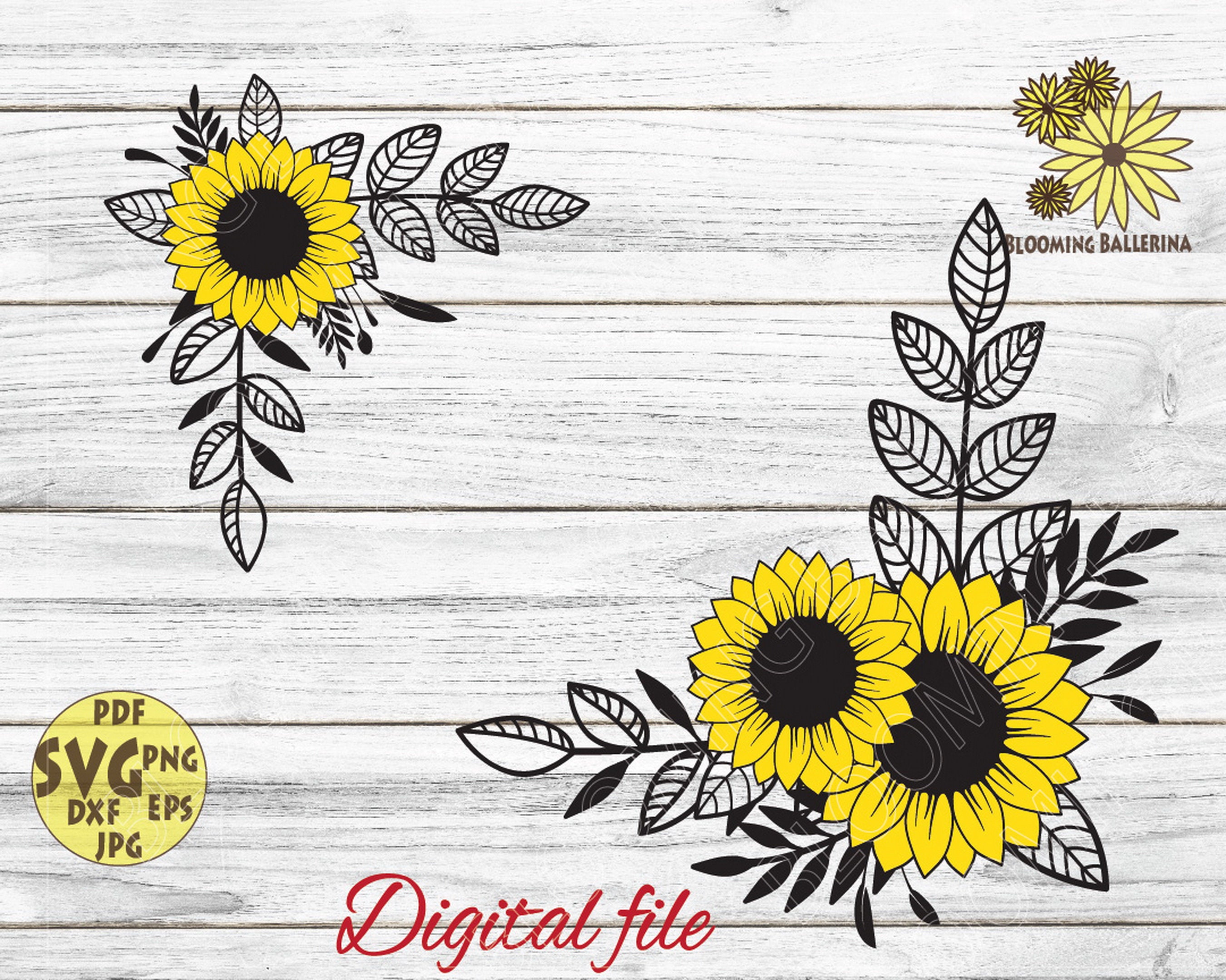 Floral border svg Sunflowers Svg Floral Corners Svg Frame | Etsy