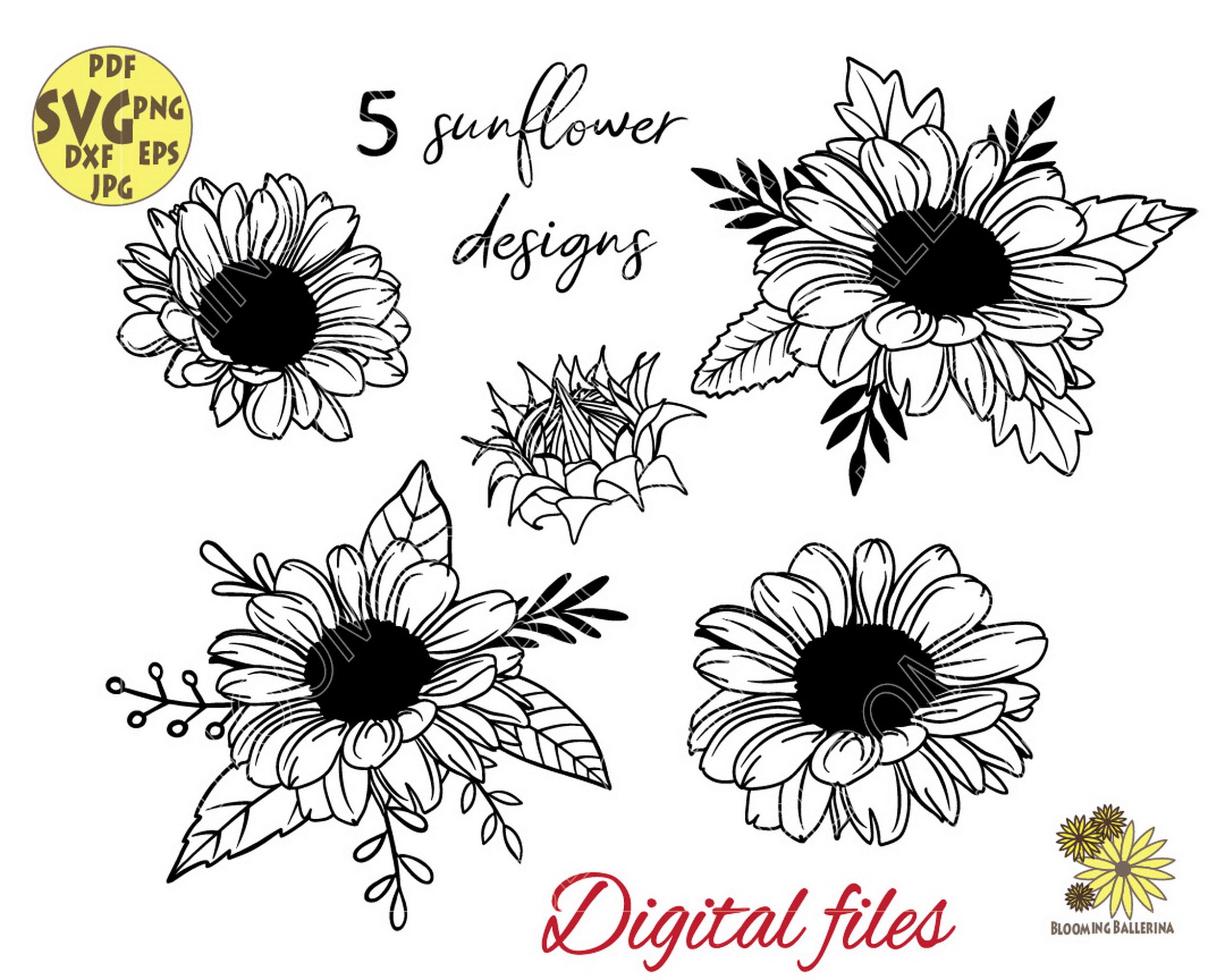 Girasoles Svg 5 Sunflower bundle Svg Sunflower Bouquet Png | Etsy