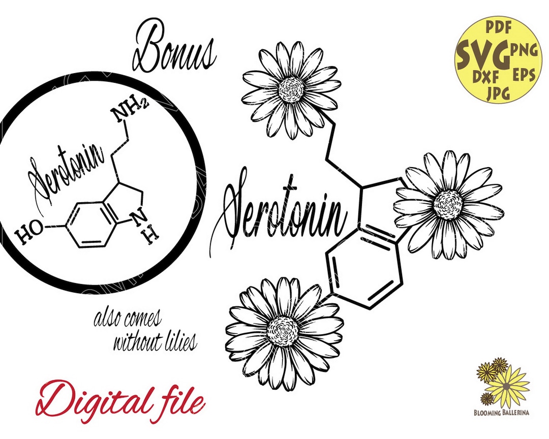 Floral Serotonin Svg, Serotonin Molecule With Daisies Svg, Happiness ...