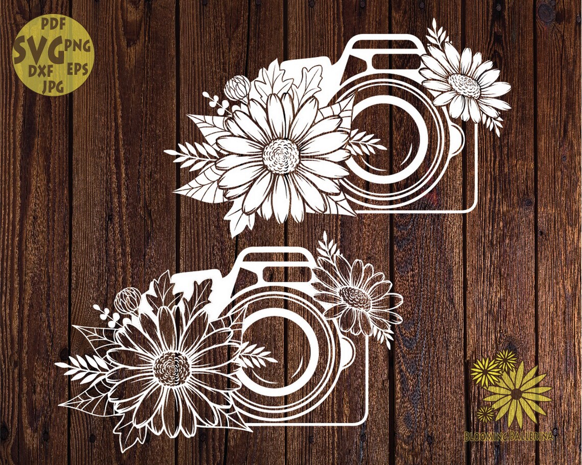 Camera Svg, Photography Svg, Floral Svg, Daisy Svg, Botanical Svg, Leaf ...
